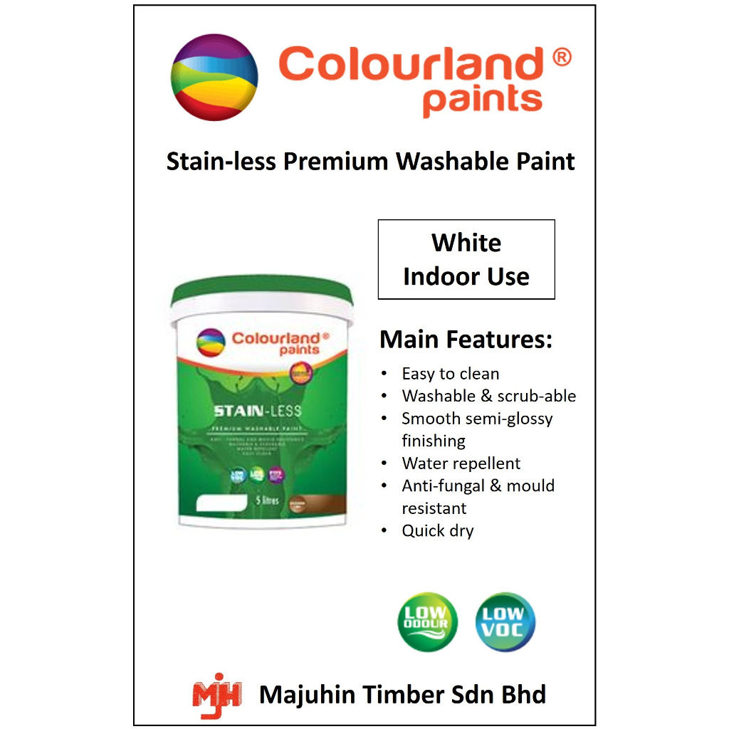 OFFER! Colourland Paint Stain-less Premium Washable Paint Cat Dinding 1 ...
