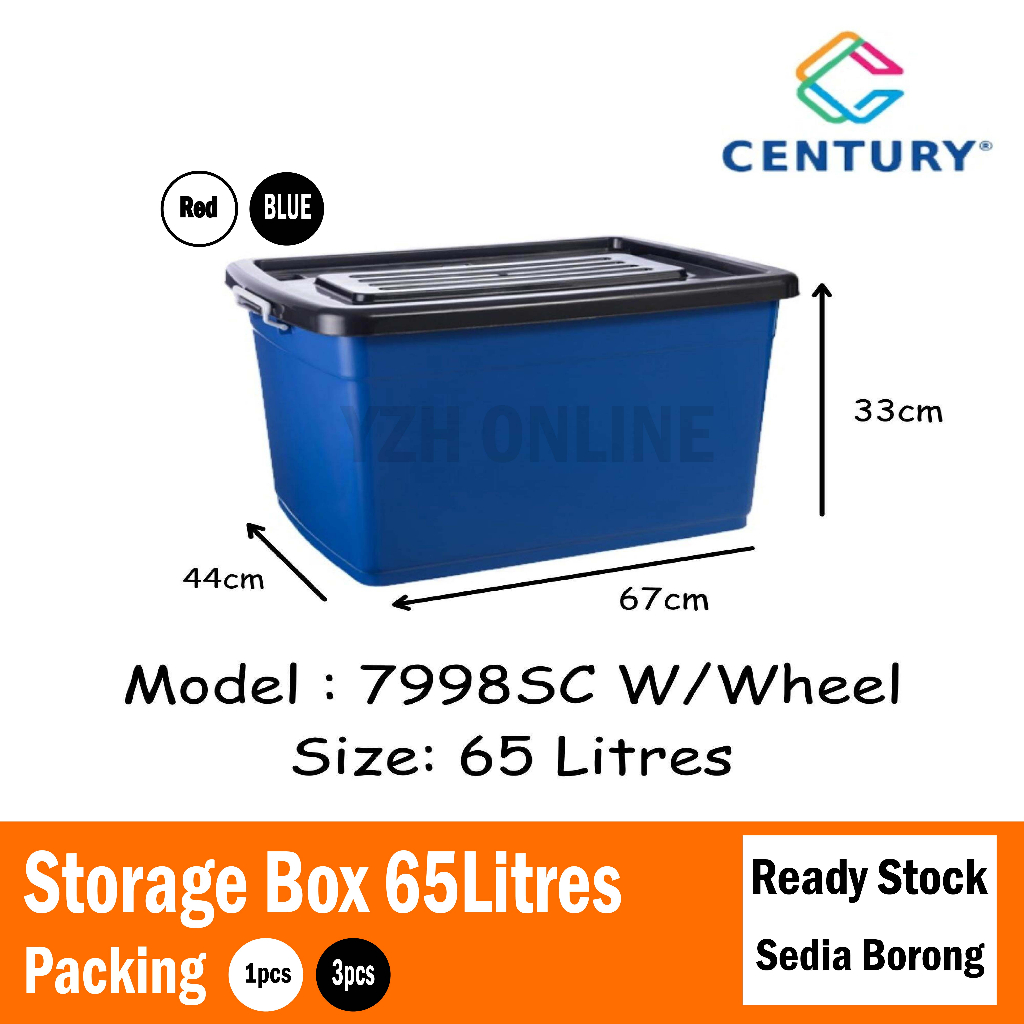 Century Storage Box 65Litres 7998 besar box Bekas Simpanan Beroda 65L ...