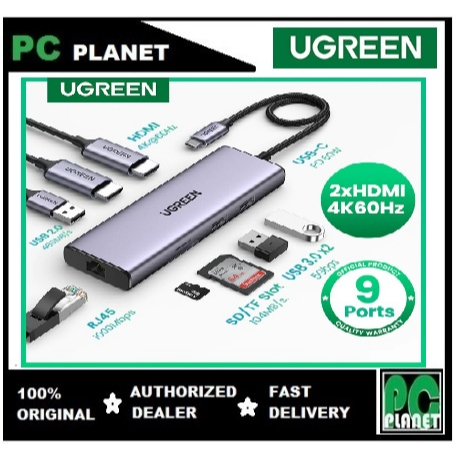 UGREEN USB Type C 9-In-1 Hub USB-C to USB3.0 X1/USB2.0 X2/HDMI X2/Card ...