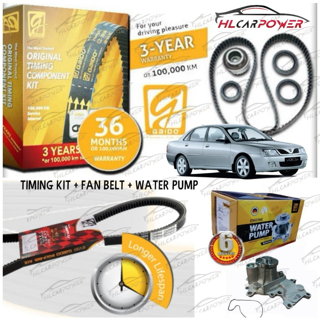 ️WAJA ️ Timing Kit Set + Fan Belt + Water Pump for Proton Waja 1.6 Old ...
