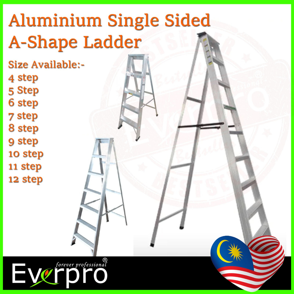 Aluminium Single Sided A-Shape Ladder 12 step | Shopee Malaysia