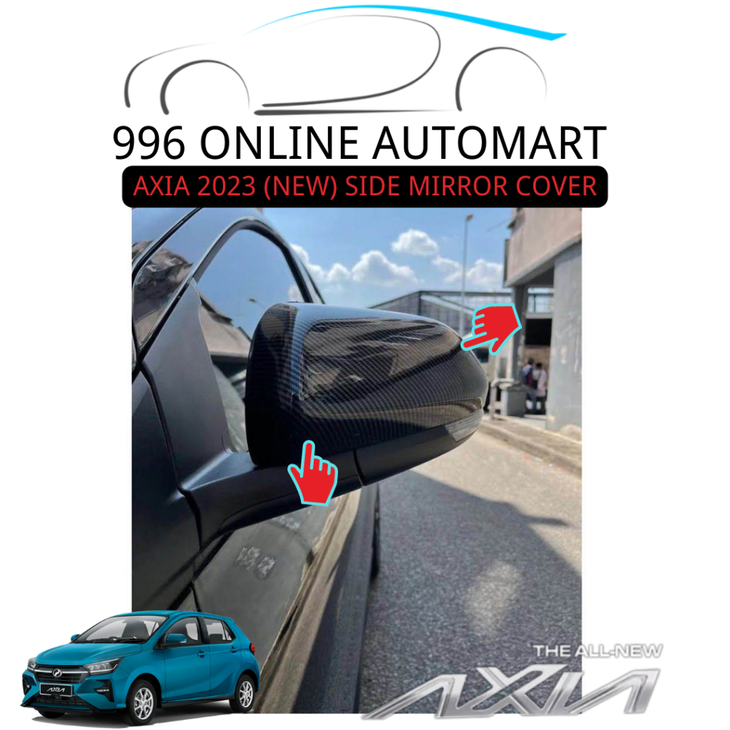 PERODUA AXIA 2023 (NEW) SIDE MIRROR COVER CARBON FIBER LOOK , DOUBLE ...