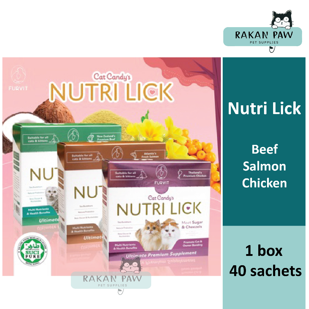 Furvit Cat Vitamin Candy's Nutrilick | Premium Chicken & Salmon & Beef ...