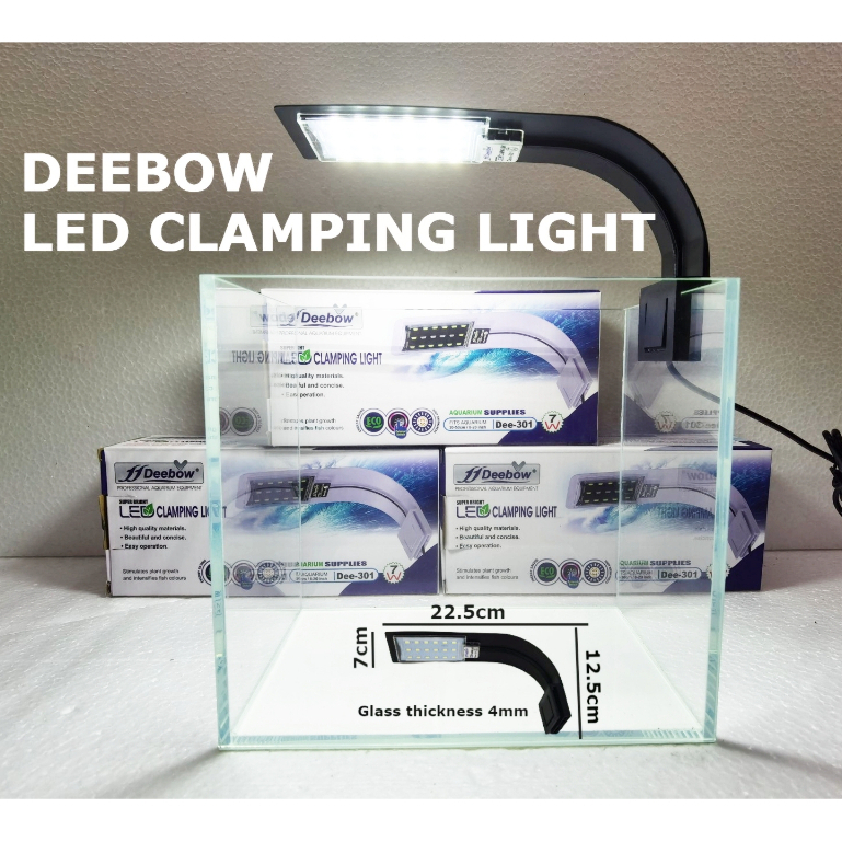 Deebow Super Slim Led Clamping Light 7W (Black) 20-50cm Small Aquarium ...