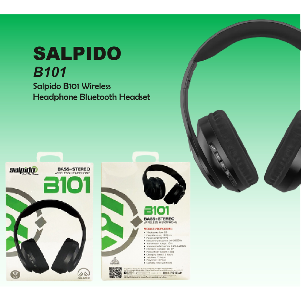 Salpido B101 Wireless Headphone Bluetooth With Aux Input Earphones ...