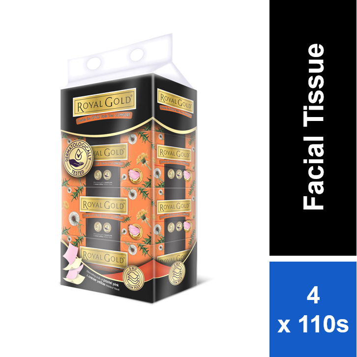 Royal Gold 3Ply Twin Tone Facial Tissue (110's x 4) | Shopee Malaysia