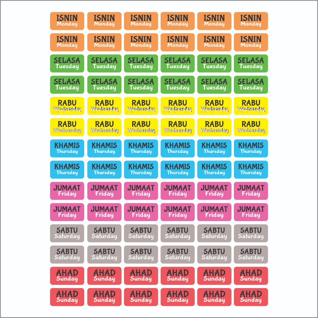 Sticker Nama buku sekolah 130pcs + Hari & subjek buku sek, mata ...