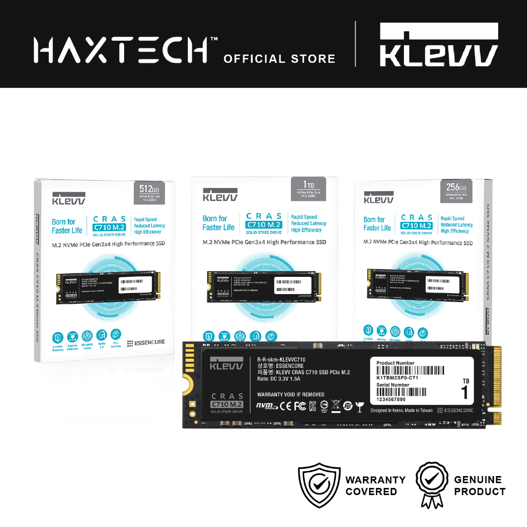 KLEVV CRAS C710 PCIE GEN3X4 M.2 2280 NVME SOLID STATE DRIVE [256GB ...