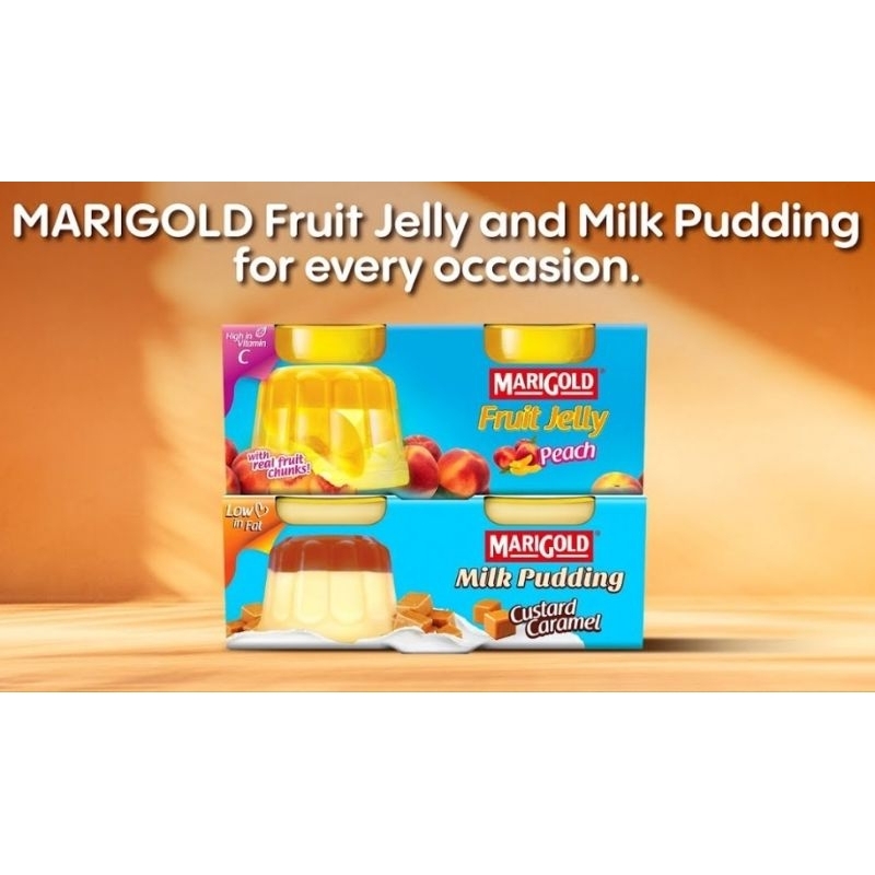 Marigold Fruit Jelly / Milk Pudding 2pcs (123g/95g) Peach / Orange ...