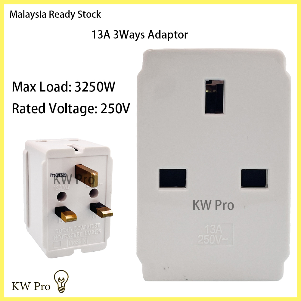 13A 3Ways 3Pin Socket Plug Switch Adaptor 250V | Shopee Malaysia