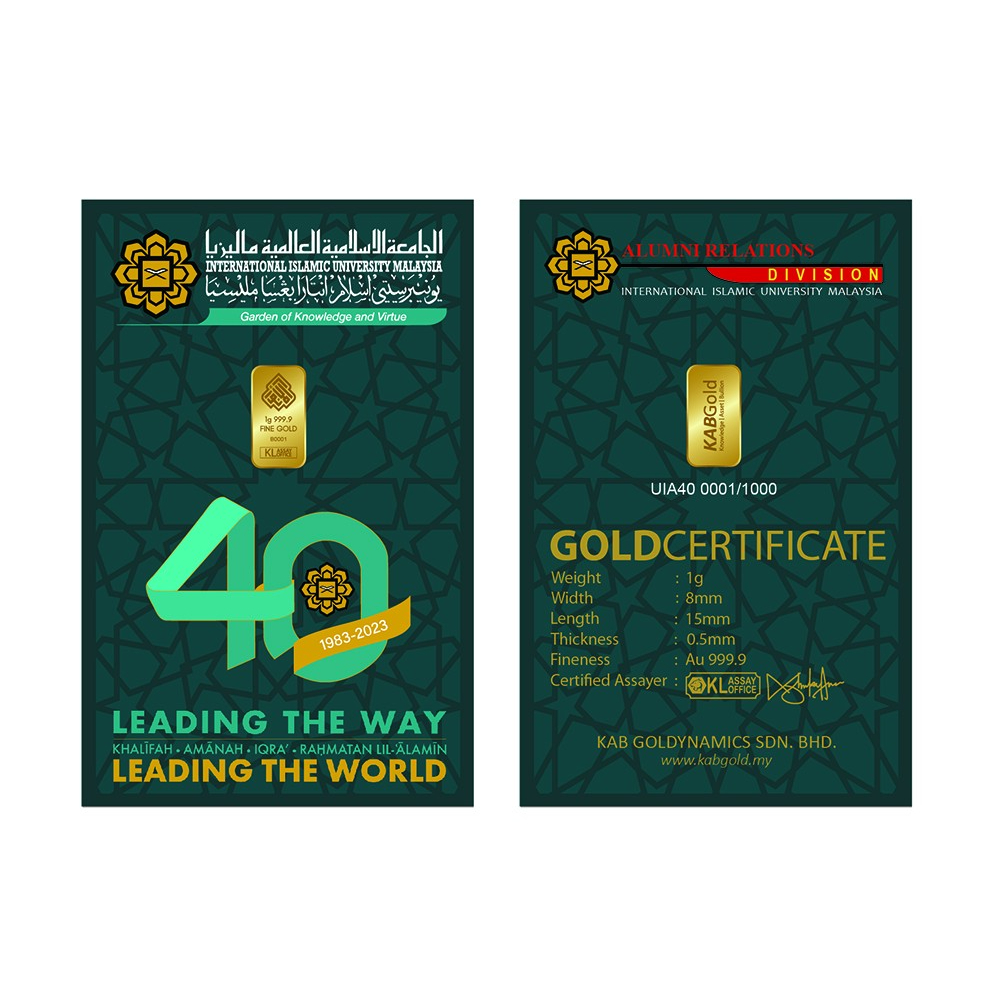 KAB Gold Bar 1g IIUM's 40th Anniversary with box (1st edition) | Shopee ...