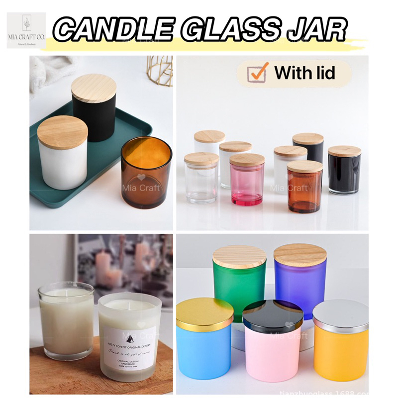 Empty Colourful Luxury Candle Glass Jar With Lid Bekas Lilin Kaca