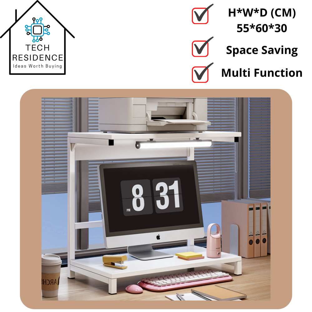 Techresidence (Dengan Lampu)Printer Rack Monitor Stand Computer Monitor ...