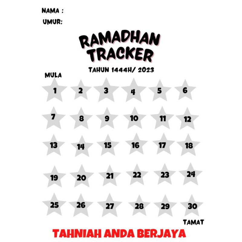 Ramadhan Tracker | Printable A4 | Shopee Malaysia