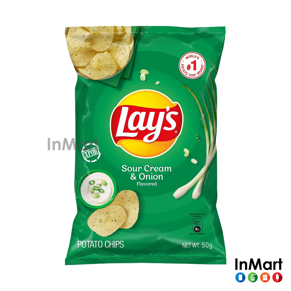 Lays Potato Chips Sour Cream & Onion 50g 乐事马铃薯片 酸奶油洋葱 Lay Lay's ...