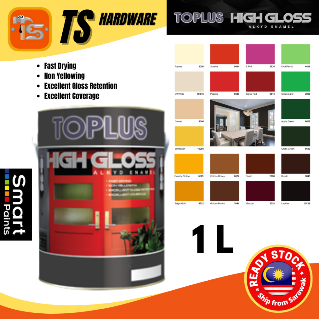 TOPLUS HIGH GLOSS (FOR METAL & WOOD) / CAT MINYAK (UNTUK BESI & KAYU ...