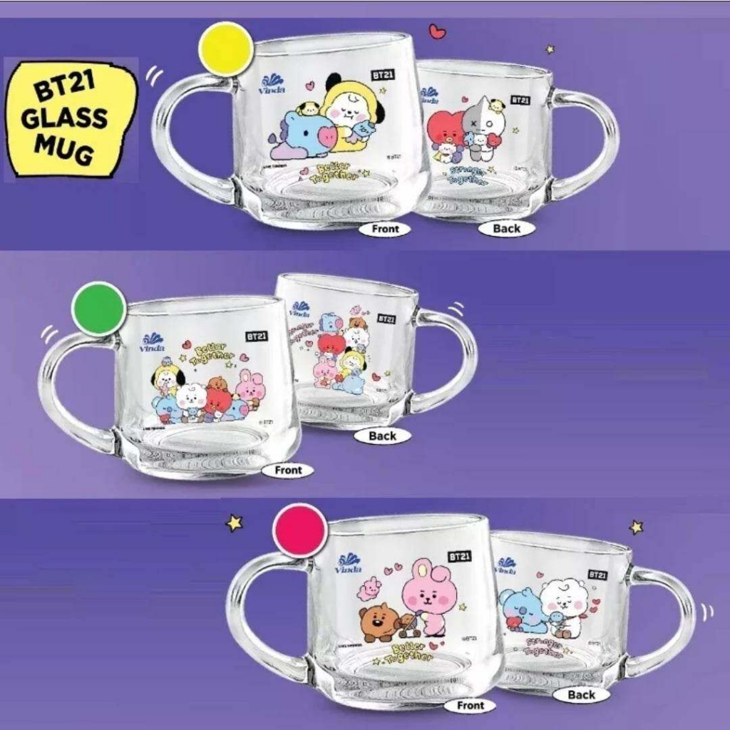 BT21 Glass Mug (assorted design) (Vinda premium) | Shopee Malaysia
