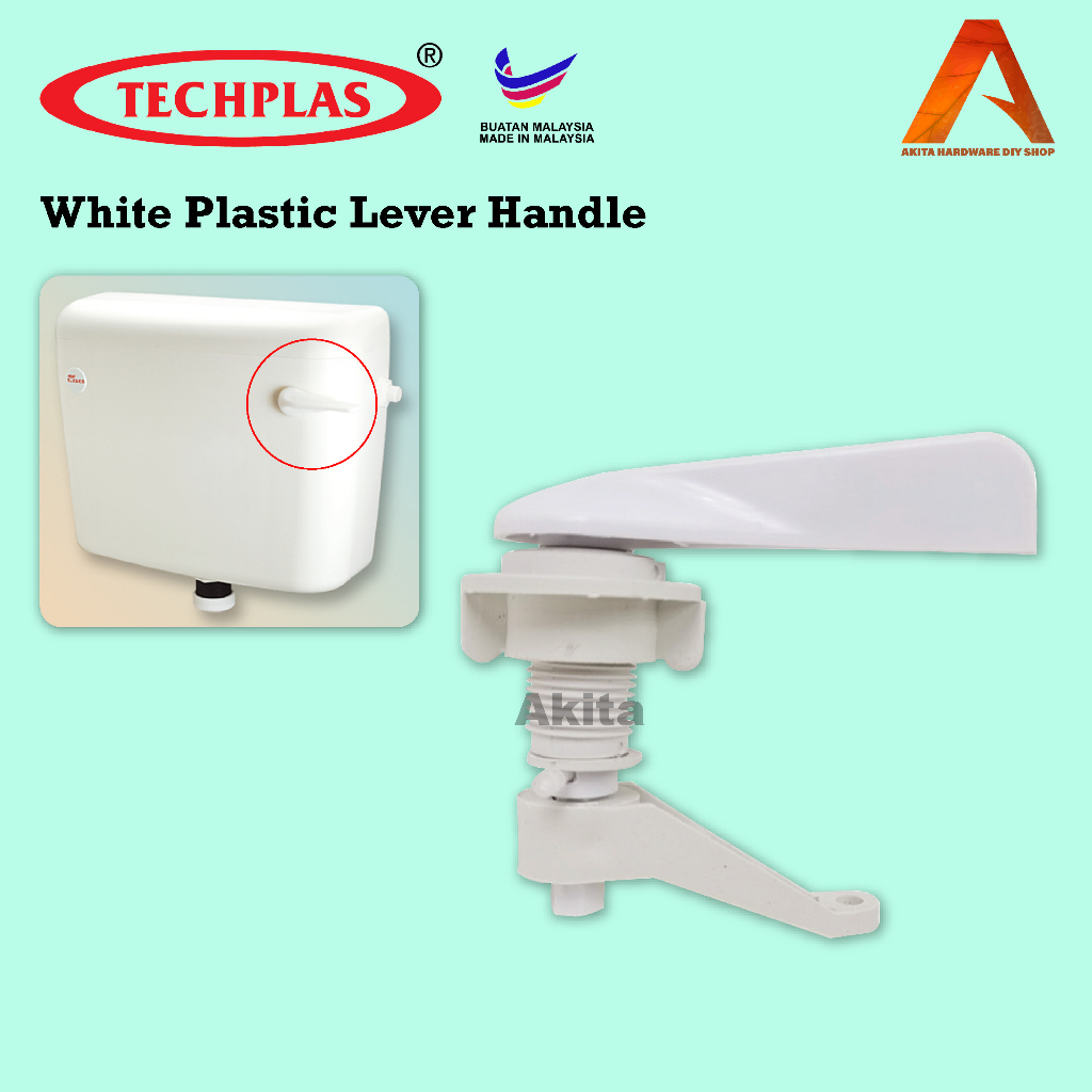 White Plastic Lever Handle (Plastic Rod) Toilet Cistern PVC Flush ...