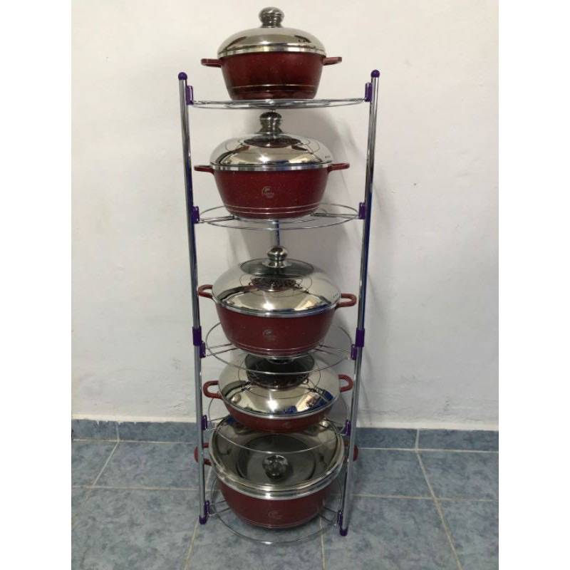 5 layer pan rack/steel wok rack/rak periuk kuali vision/uakeen/Dessini ...