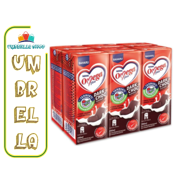 Nestle Omega Plus UHT Dark Chocolate Flavour Milk (200ml x 12 Packs ...