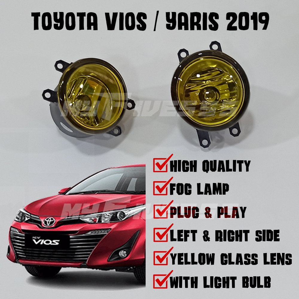 Toyota Vios 2019 1.5 G Yaris 2020 2 pcs Fog Lamp Yellow Glass Lens Spot ...