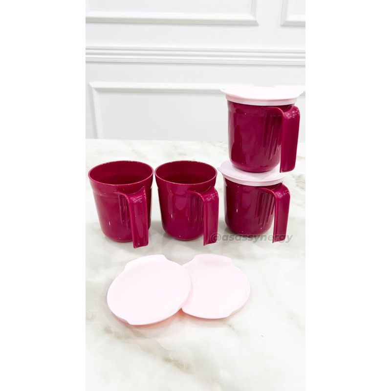 Tupperware Gourmet Mug with lid cawan murah cawan plastik cawan tangkai ...