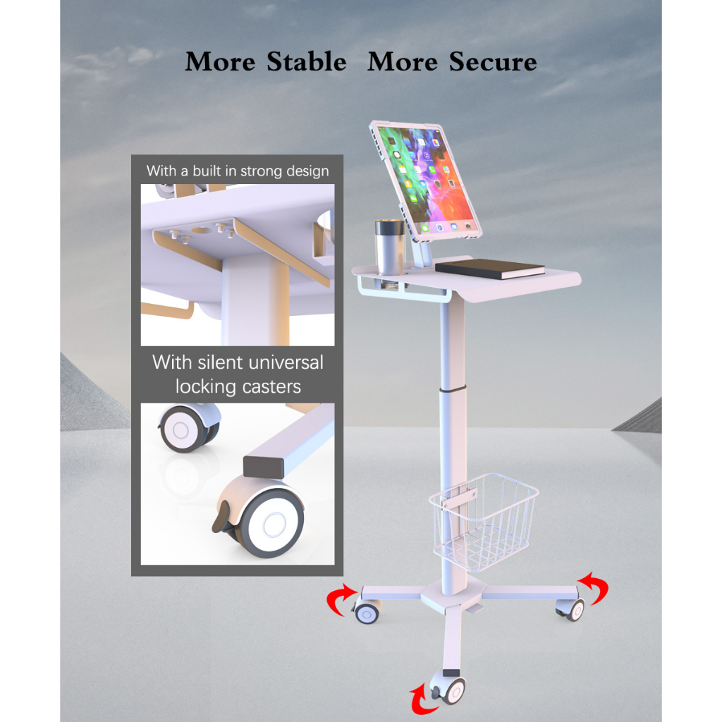 All-in-one workstation Height Adjustable Mobile Medical Laptop Cart ...
