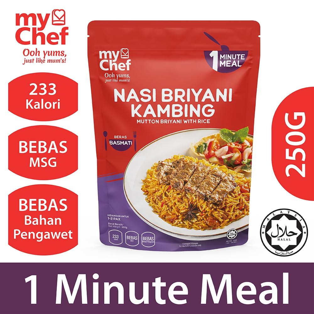 MYCHEF Halal Nasi Briyani Kambing 250g | Makanan Ready To Eat | Healthy ...