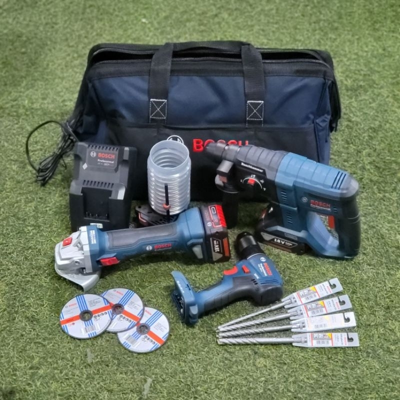 Bosch Super 3 in 1 Combo set GBH 180-LI, GBH 180-LI AND GSR 185-LI C/W ...