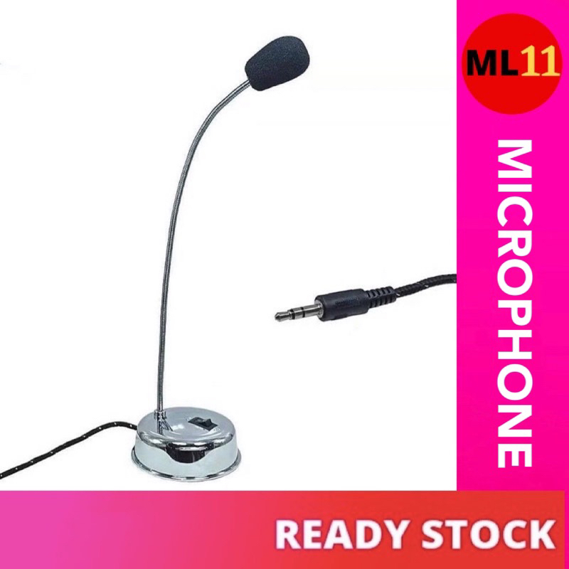 Microphone 3.5mm Wired Nylon Housing 2M Flexible Gooseneck Desktop ...