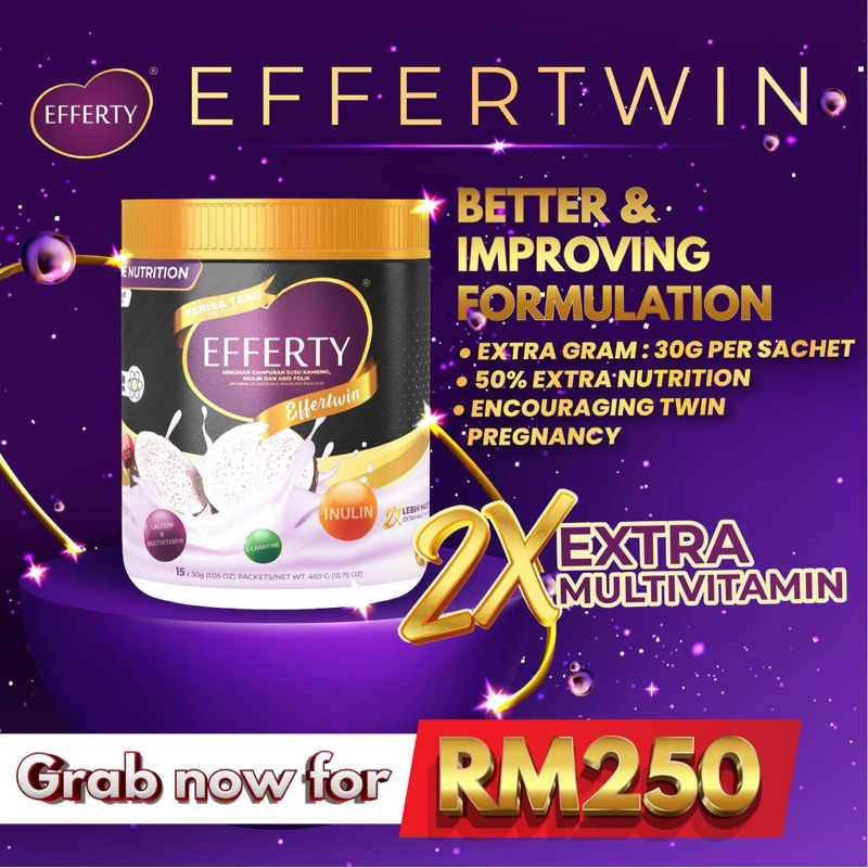 🔥(READY STOCK) HOT ITEM SUSU EFFERTY TARO EFFERTWIN 2X EXTRA MULTIVITAMIN for TWIN PREGNANCY ...