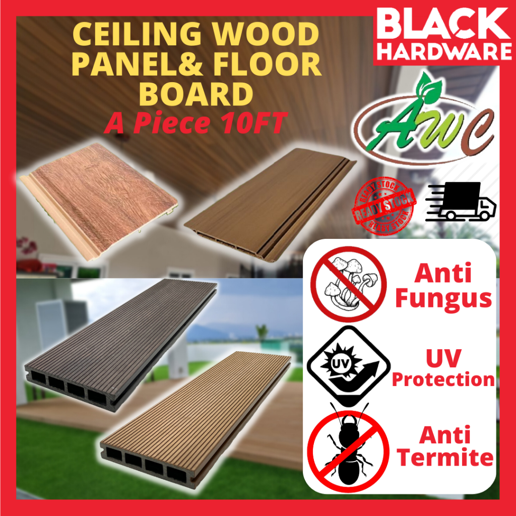 Black Hardware Floor Ceiling Board Papan Lantai Kayu Ceiling Wood ...
