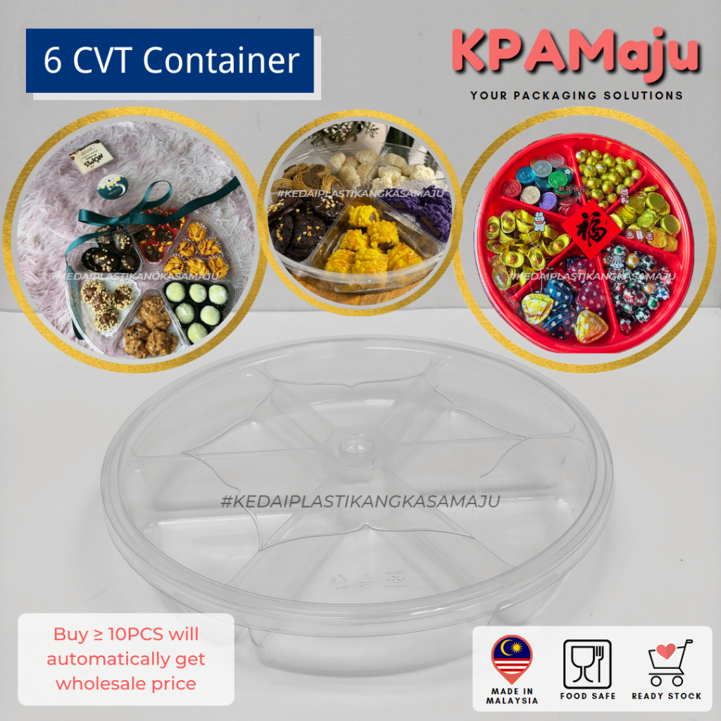 6 Cavity Container with Lock - Bekas Kuih Raya / Cookies Plastic ...