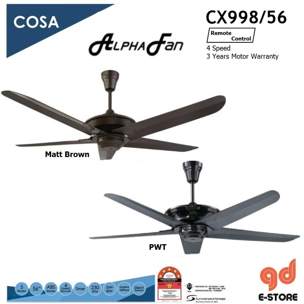 Alpha Ceiling Fan Cosa CX998 PWT / Matt Brown | Shopee Malaysia