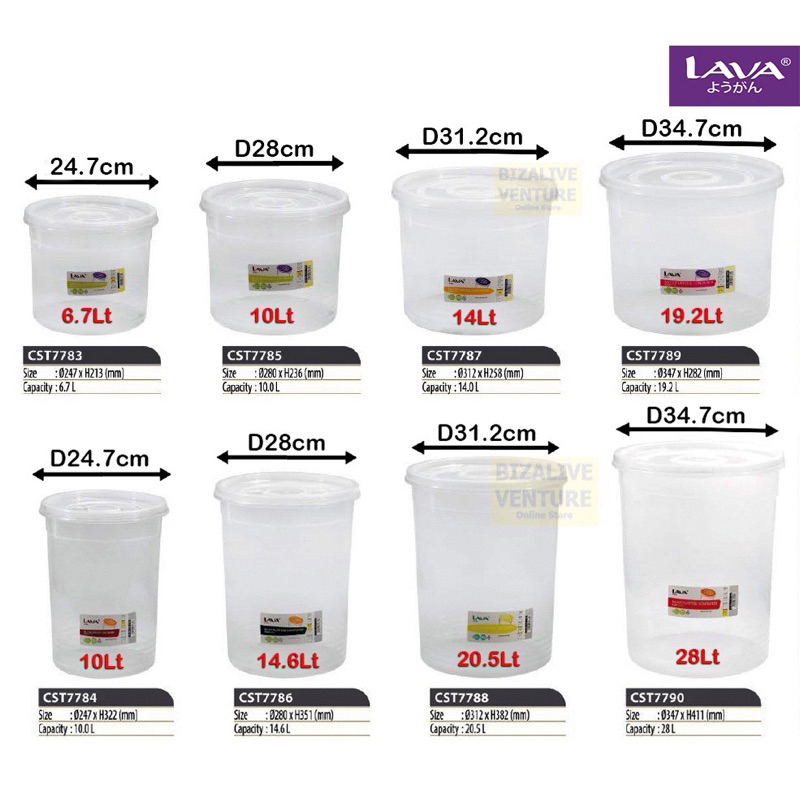 LAVA Transparent Air Tight Multipurpose Round Container Food Storage ...