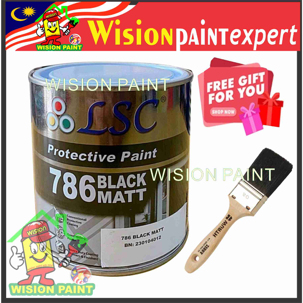 1LITRE LSC 786 BLACK MATTE ( FREE 1.5" BRUSH ) PAINT FOR WOOD AND METAL ...
