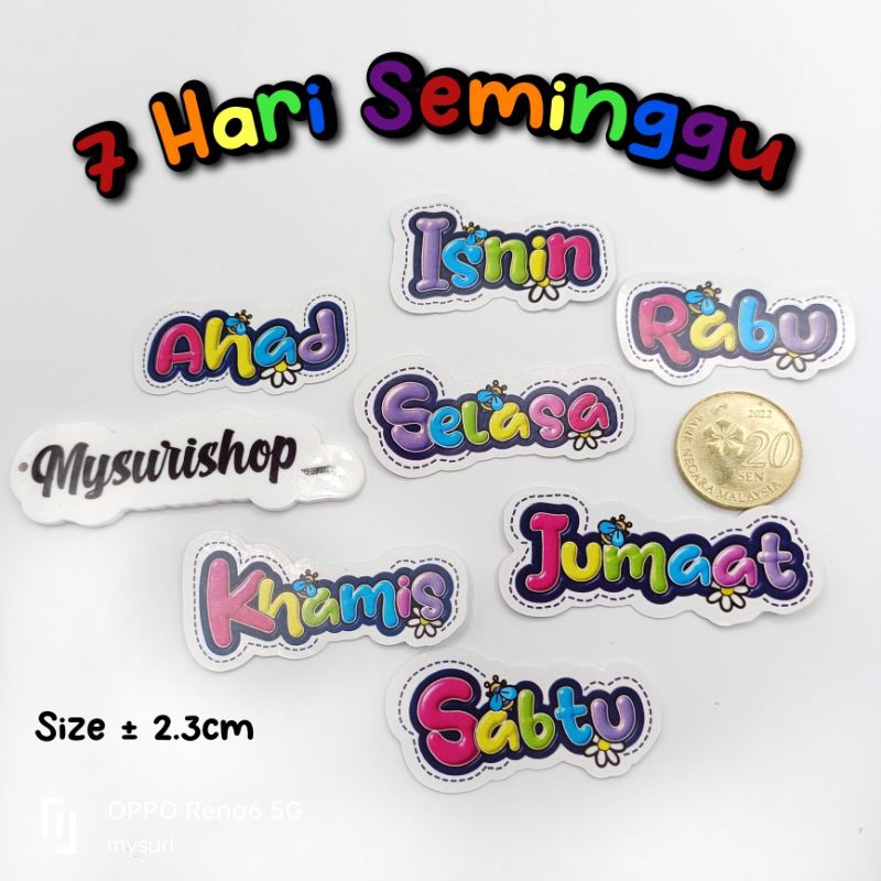 Mysuri Sticker 7 Hari Seminggu Bahasa Melayu | Tamil | Bahasa Inggeris ...