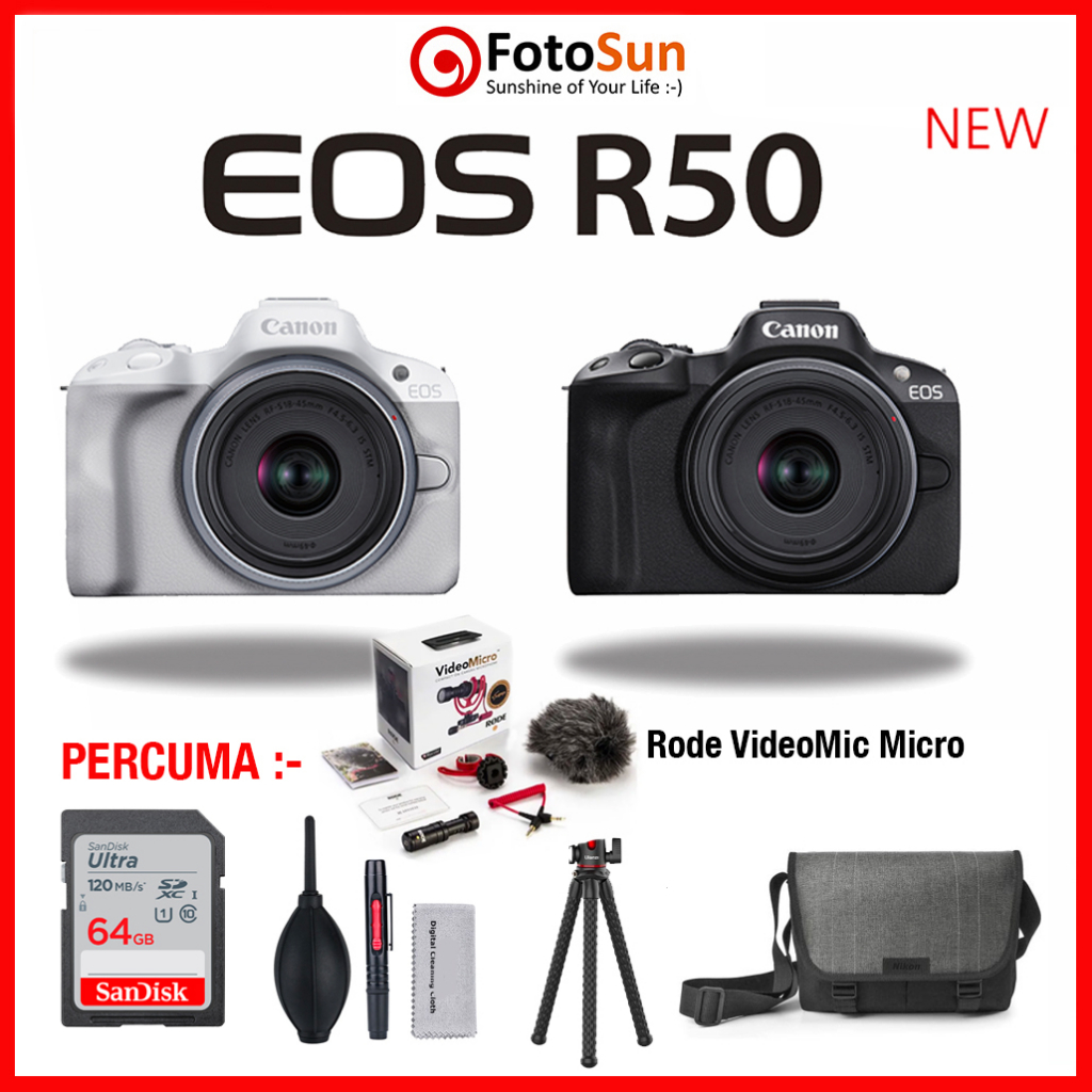 Canon EOS R50 kit 18-45mm IS STM Tiktok Youtube combo | Shopee Malaysia