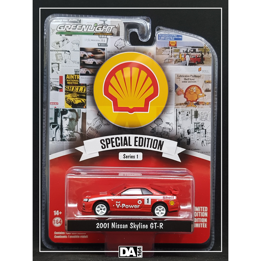 1:64 GREENLIGHT SHELL Special Edition-2001 Nissan Skyline GT-R (R34 ...