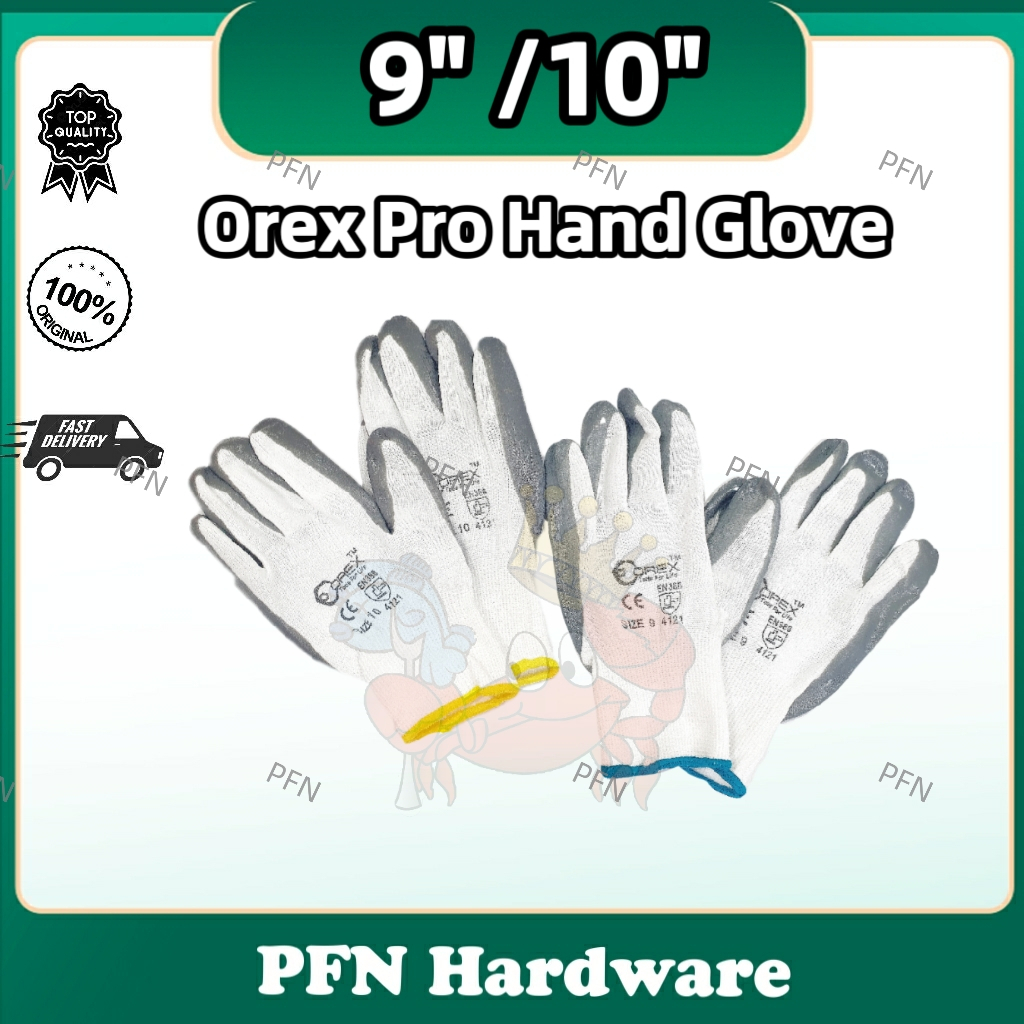 PFN OREX Pro Safety Glove SIZE 9"/10"Sarung Tangan Kain Getah Gardening ...