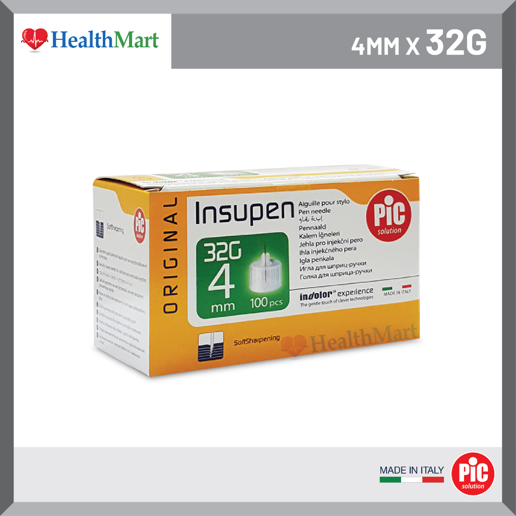 PIC Solution Insupen Insuline Pen Needle 4MM X 32G 0.23 (100pcs) 🎁 FREE ...