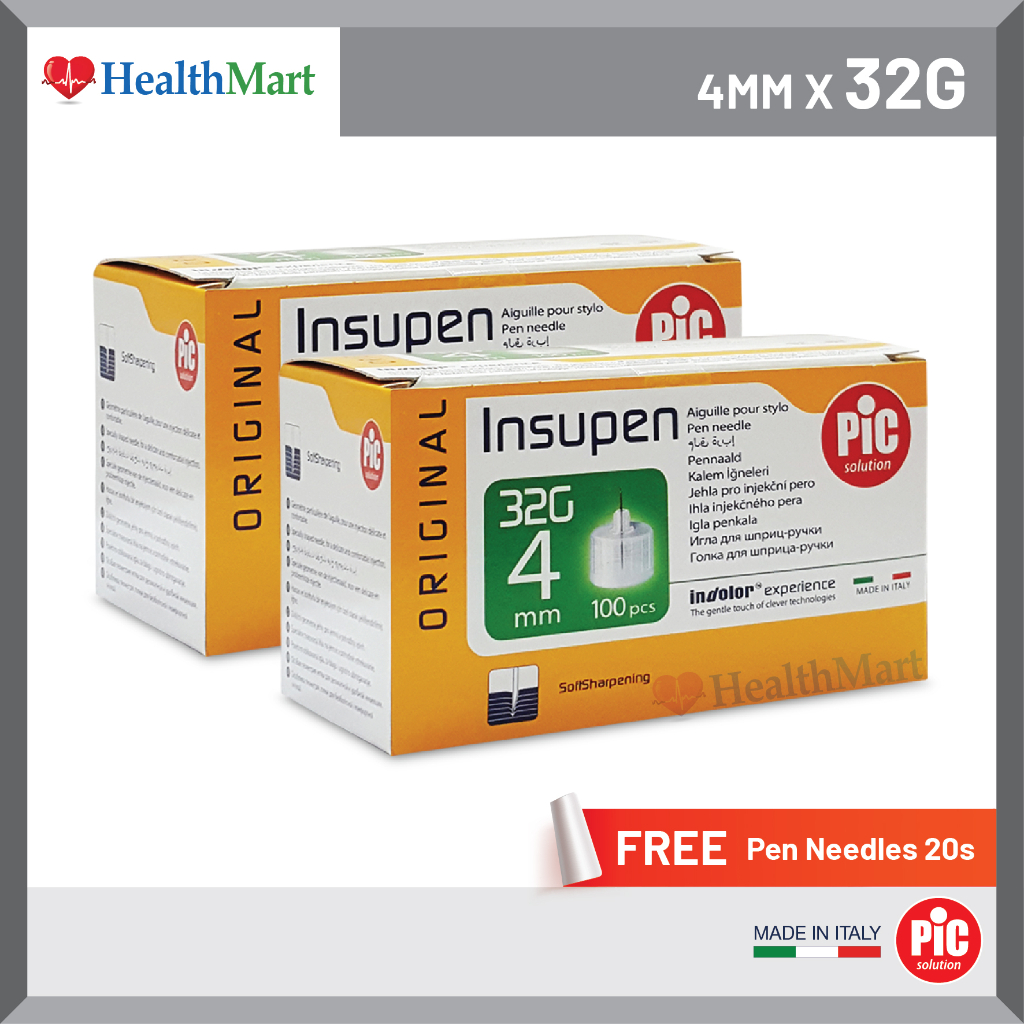 PIC Solution Insupen 4MM Insulin Pen Needle 32G (200pcs) FREE Pen Needle 20s | Shopee Malaysia