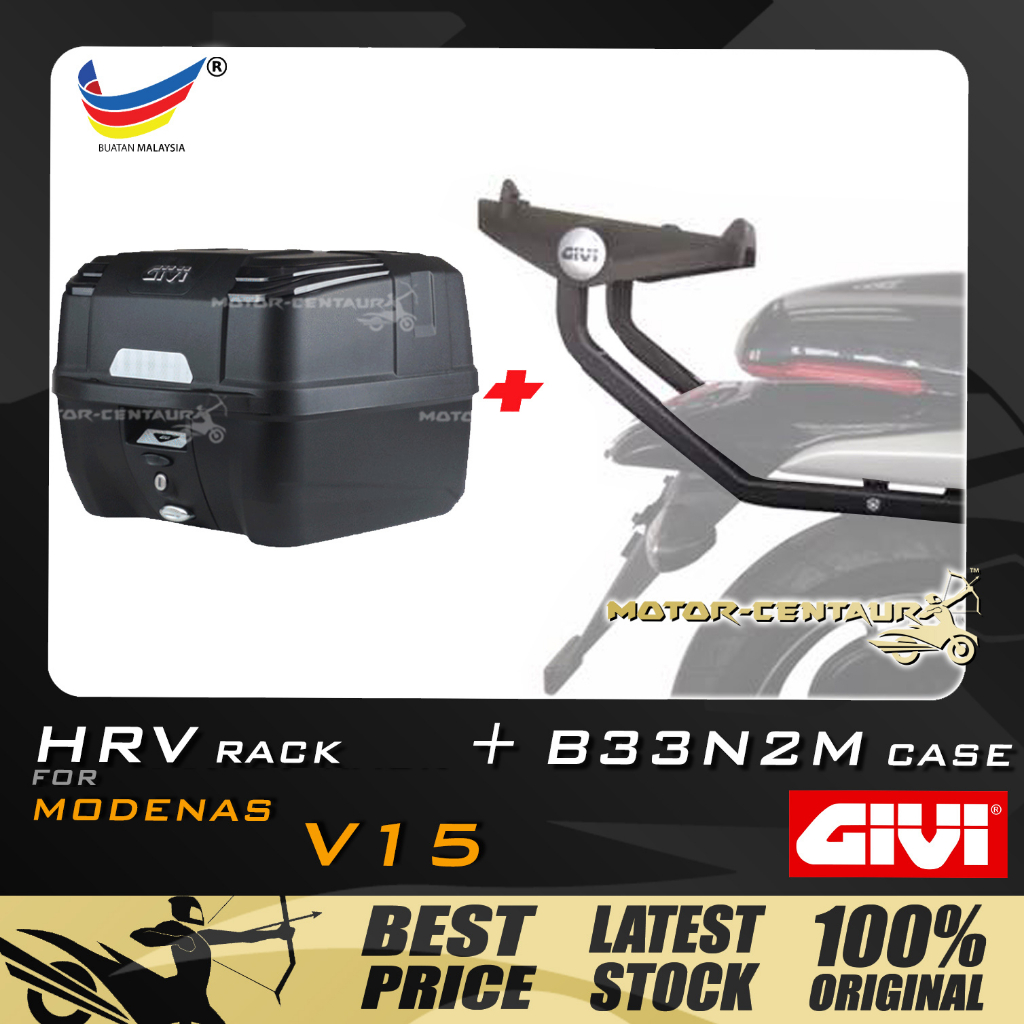 SET KOMBO KOTAK/BOX GIVI B27/B270/B32/B33/B42/B45/E43/E250 TOP CASE + GIVI MODENAS BAJAJ V15 HRV ...