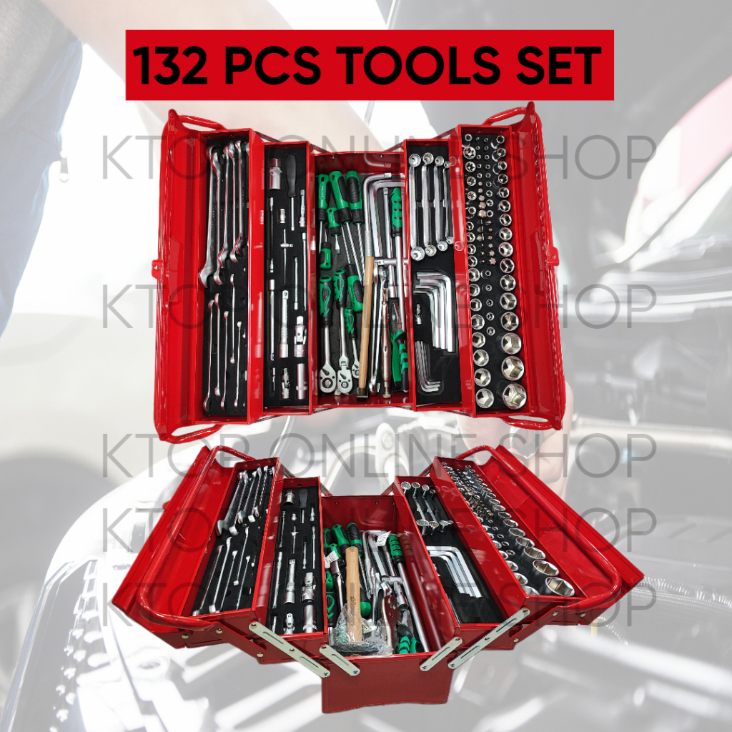 Aeroforce 132pcs 1/4" & 3/8" & 1/2" Dr. Socket Wrench Auto Tool Box Set | Shopee Malaysia