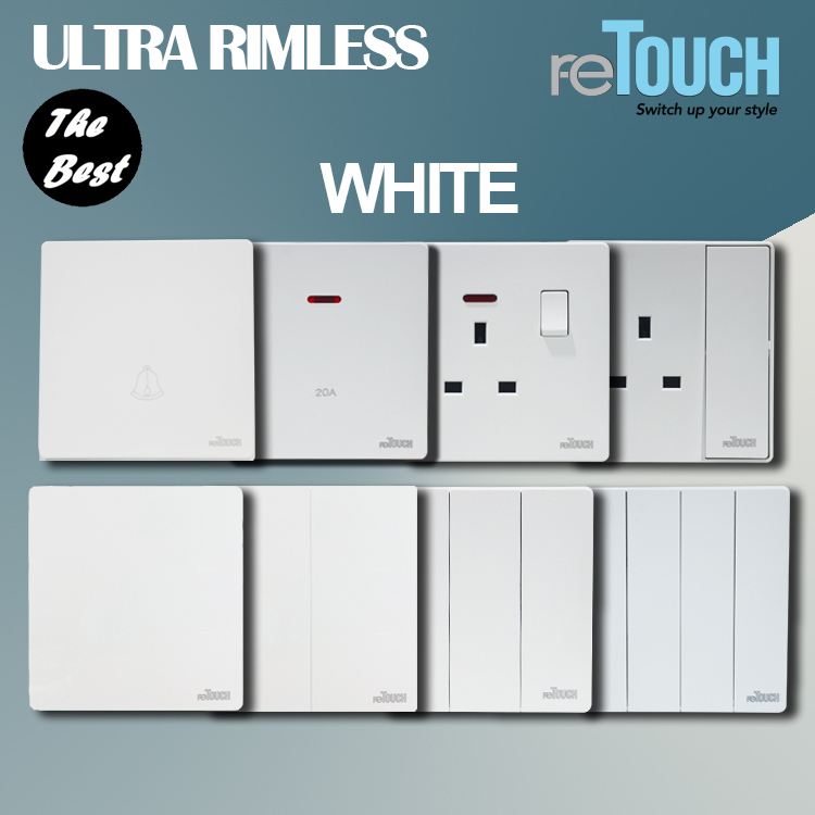 Retouch - Ultra Rimless Socket and Slim Modern Switch Doorbell Plug 13A ...