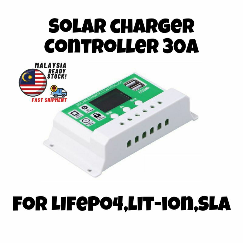 🇲🇾 READY STOK 🇲🇾 PWM Solar Charge Controller 30A Support LifePo4 ...