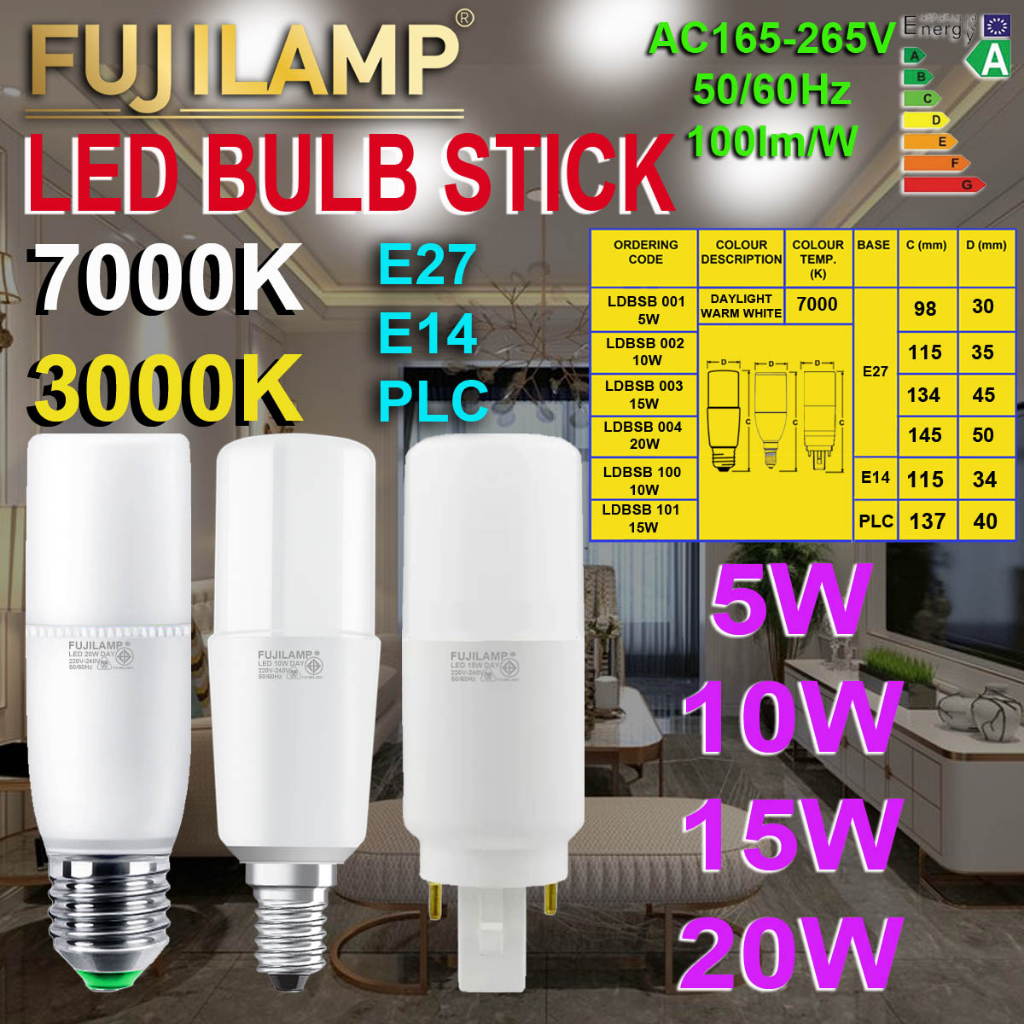[Local Seller] Led Bulb Stick Daylight (E27 / E14 / PLC) | Shopee Malaysia
