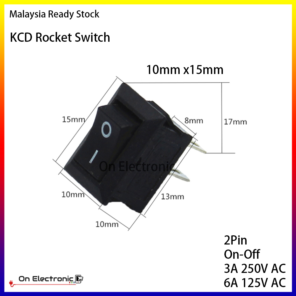 KCD1 Rocker Switch 10*15mm / 15*21mm Mini Push Button Switch ON-OFF-ON ...
