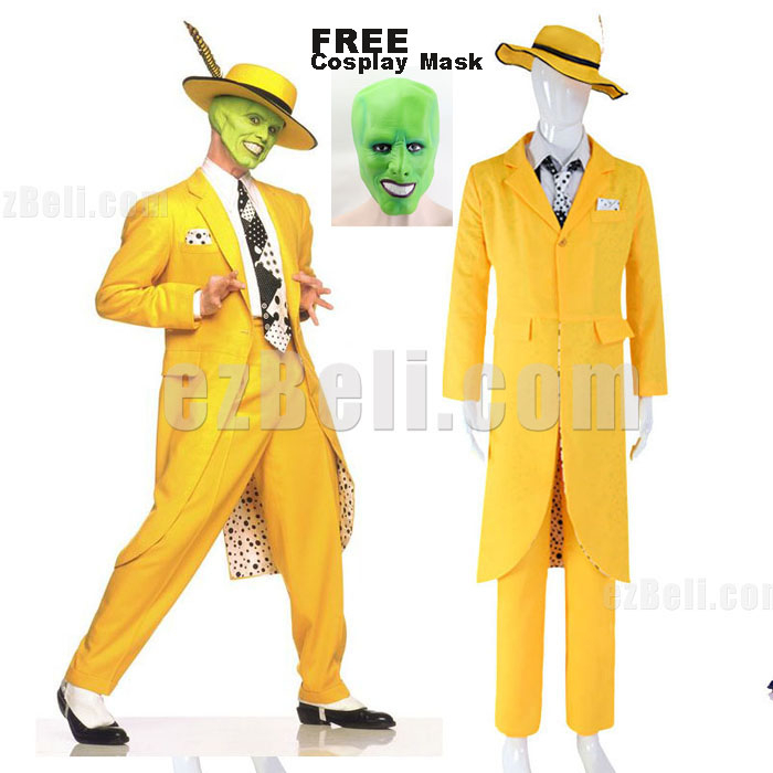 Ezbeli Movie The Mask Jim Carey Yellow Suit with Hat Cosplay Costume ...