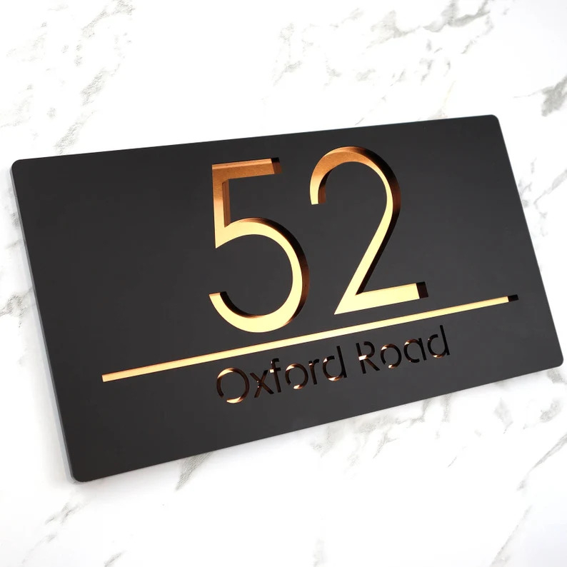 NOMBOR PLAT RUMAH MODEN Modern House Number Plate Acrylic Double Layer ...